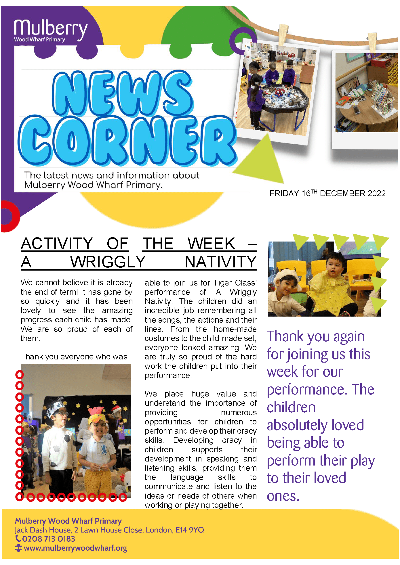School Newsletter – Mulberry Wood Wharf
