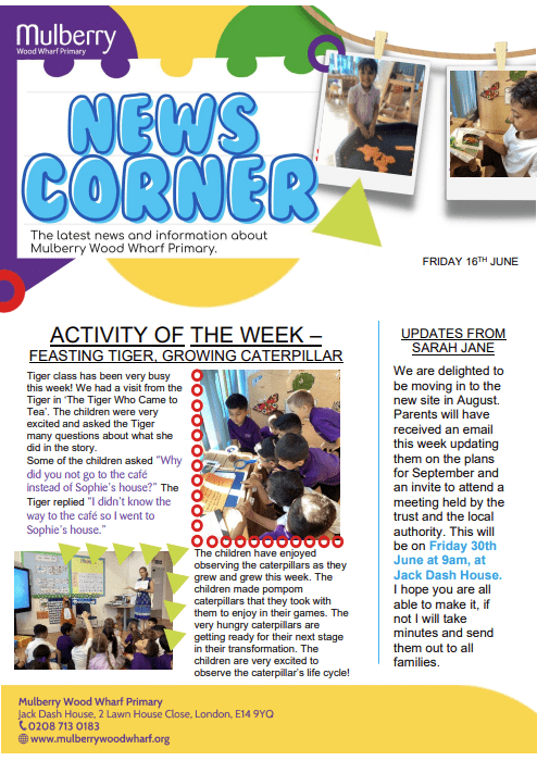 School Newsletter – Mulberry Wood Wharf