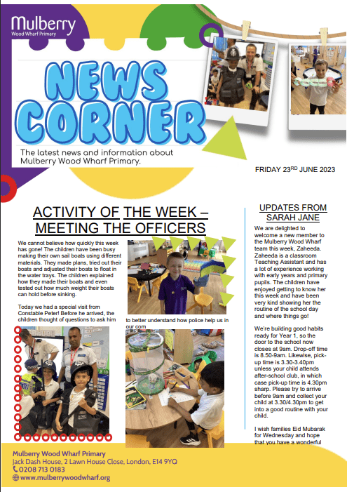 School Newsletter – Mulberry Wood Wharf